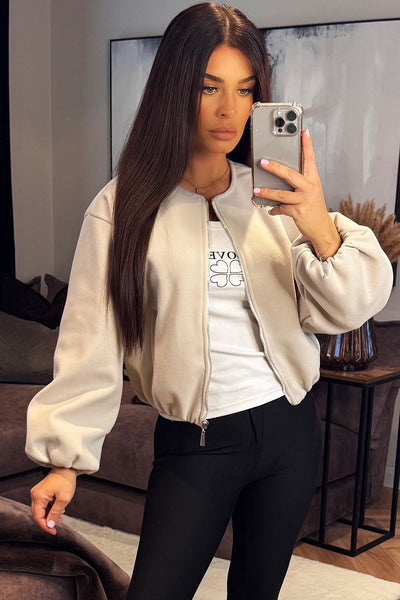 Women's Soft Bomber Jacket Beige Zara Inspired – Styledup.co.uk