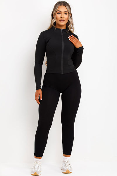 Women's Sculpt Sports Gym Jacket Black Skims Inspired – Styledup.co.uk