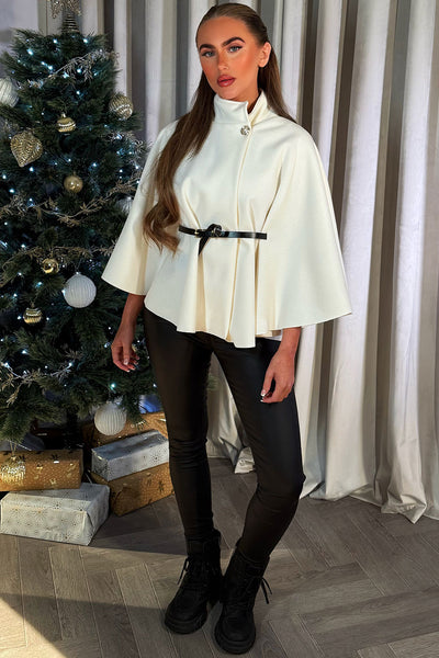 Women's Cape With Belt Cream – Styledup.co.uk