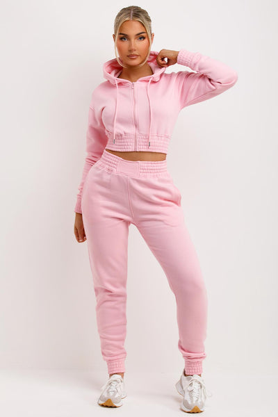 Women's Tracksuit With Zip Front Cropped Pink – Styledup.co.uk