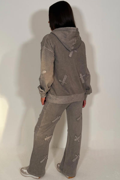Women's Zip Hoodie And Joggers Tracksuit Cross Patch Loungewear Dove ...