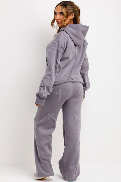 Tracksuit With Bubble Puffed Up Cross Detail Loungewear Dove Grey ...