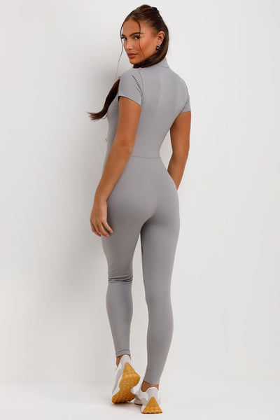 Sculpt Contour Zip Front Short Sleeve Stretch Jumpsuit Skims Inspired ...