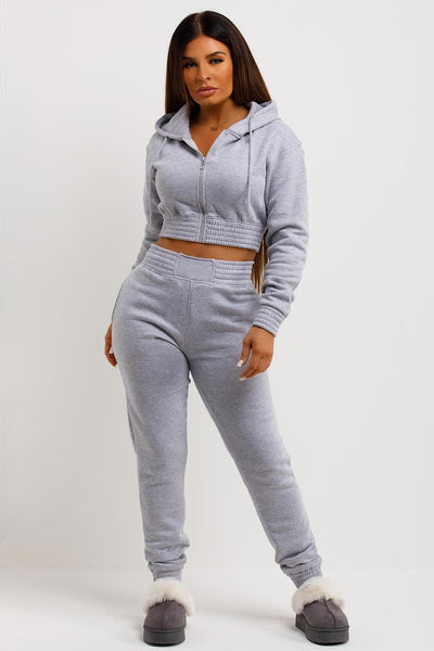 Women's Tracksuit With Zip Front Cropped Grey – Styledup.co.uk