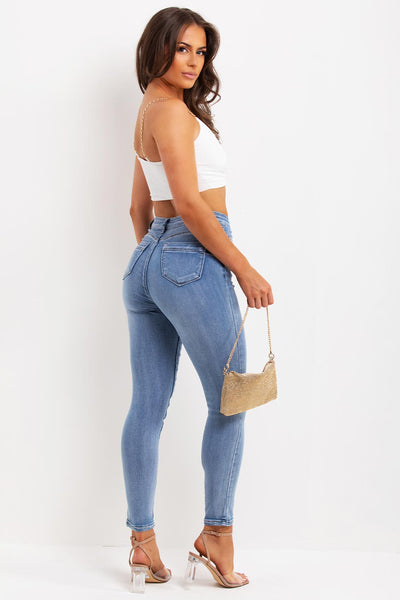 White Crop Top With Twist Front And Gold Chain Straps – Styledup.co.uk