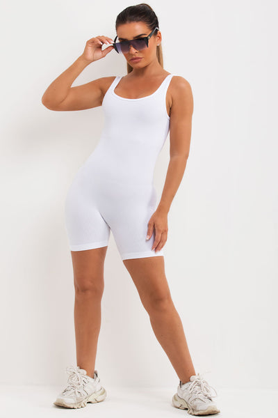 Seamless Unitard With Ruched Detail White – Styledup.co.uk