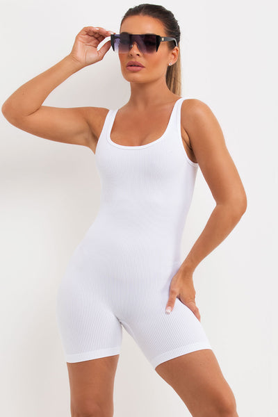 Seamless Unitard With Ruched Detail White – Styledup.co.uk