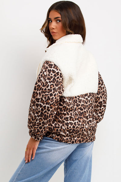 Women's Teddybear Jacket With Quilted Leopard Print Detail – Styledup.co.uk