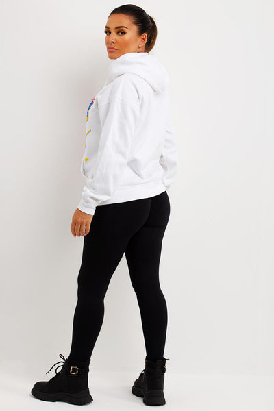 Women's White Oversized Hoodie With Teddy Bear Be Unique Graphics ...