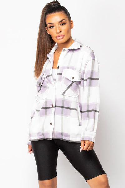 Purple Check Shacket Oversized Shirt – Styledup.co.uk