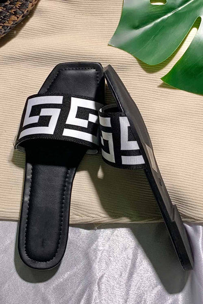 Womens Black Slip On Sandals Sliders – Styledup.co.uk