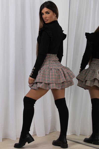 Checked Ruffle Mini Rara Skirt Frilly High Waisted – Styledup.co.uk